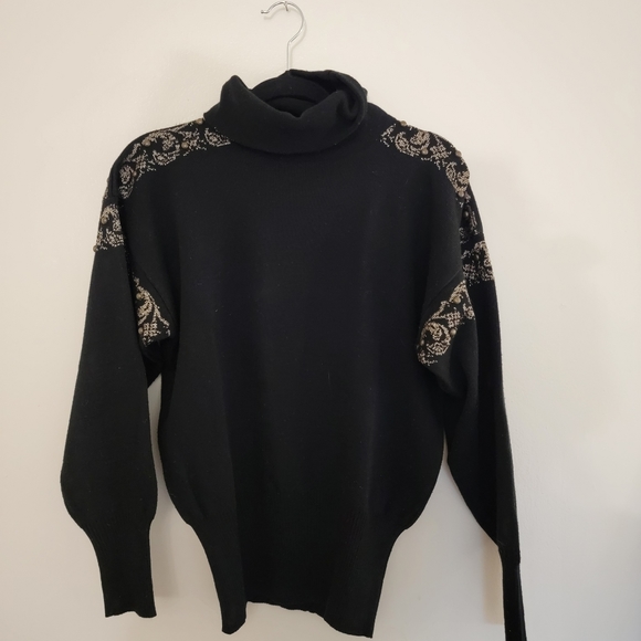 David Meister | Sweaters | Meister Black Turtle Neck With Gold ...
